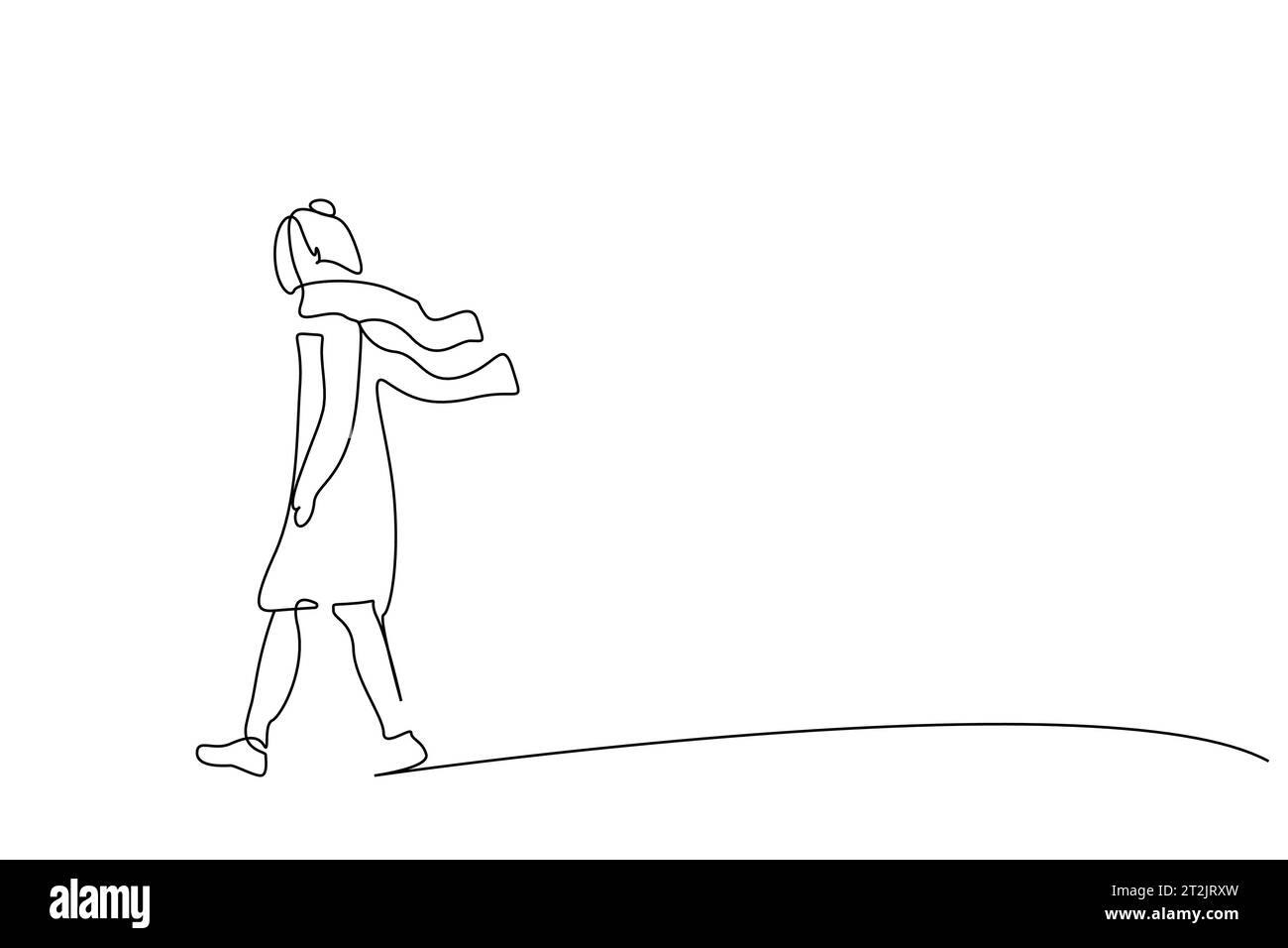 Woman walking hat scarf Black and White Stock Photos & Images - Alamy