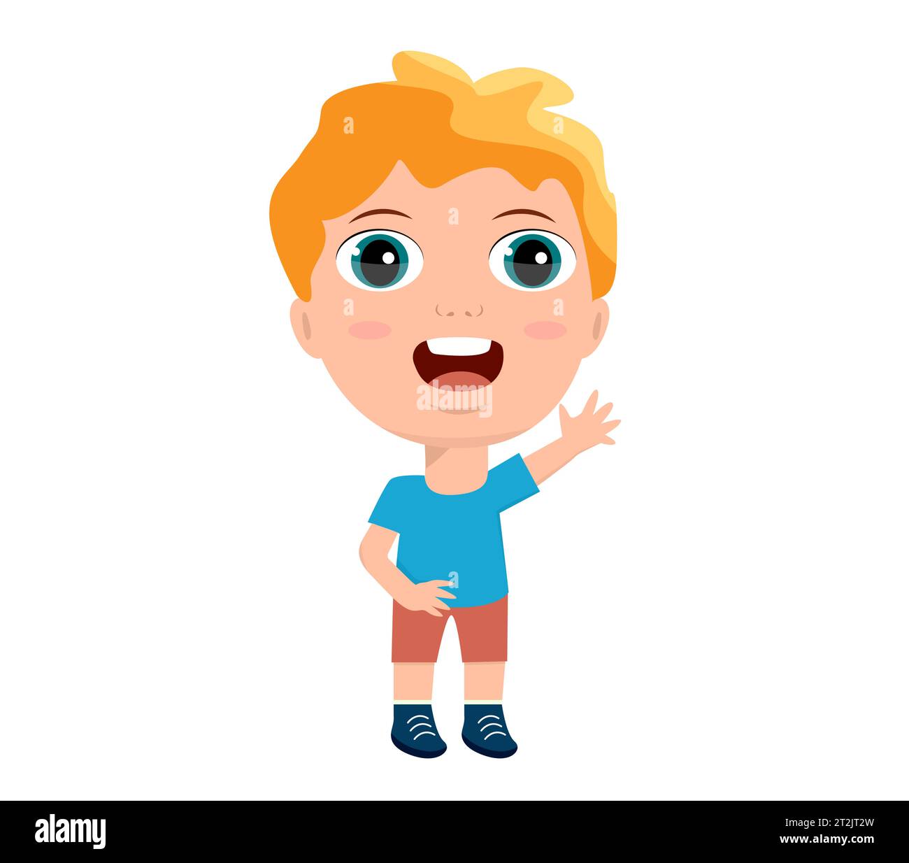 little girl boy rejoice hello welcome goodbye raise hands greet ...