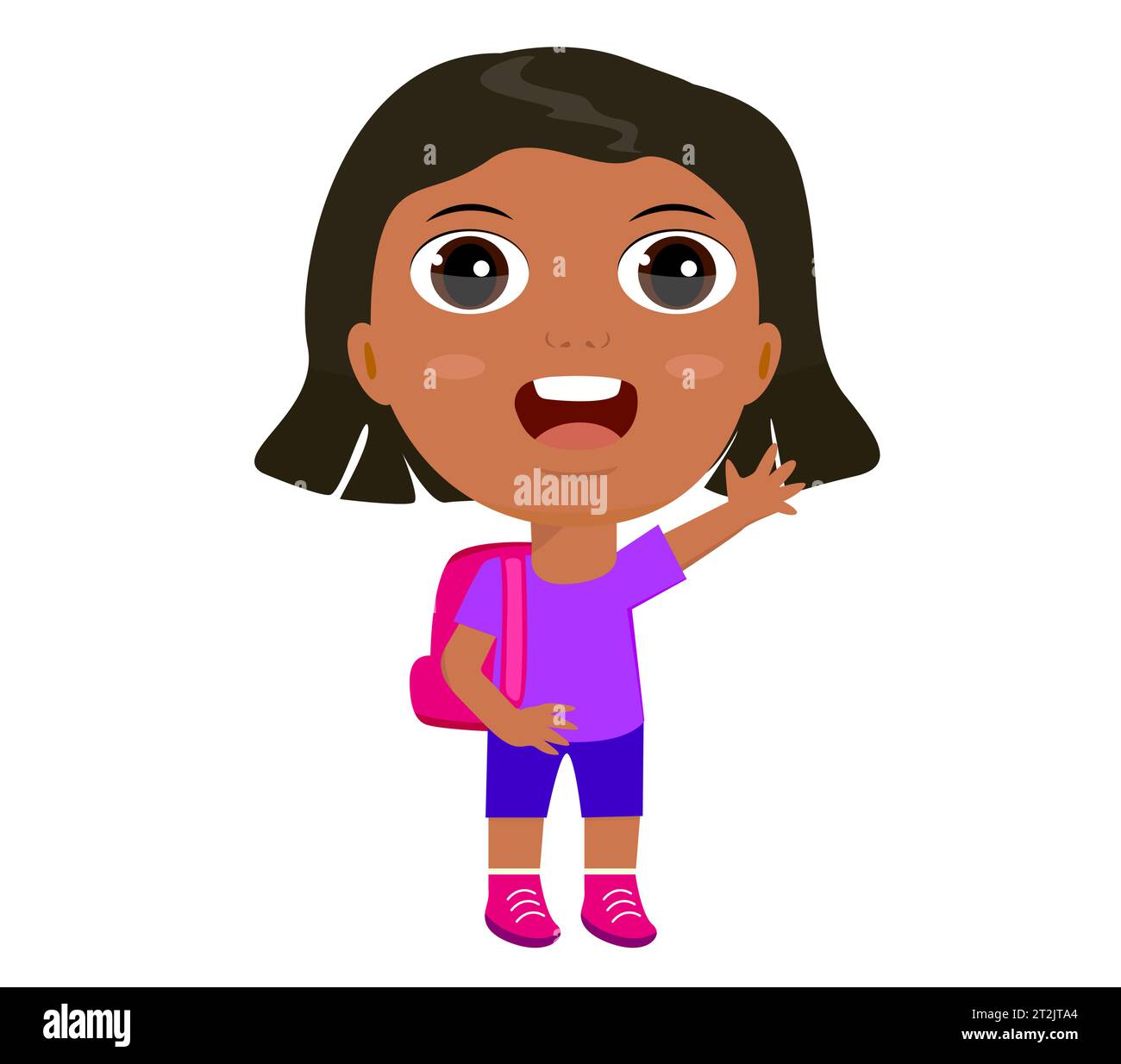 little girl boy schoolboy schoolgirl backpacker rejoices laughing ...