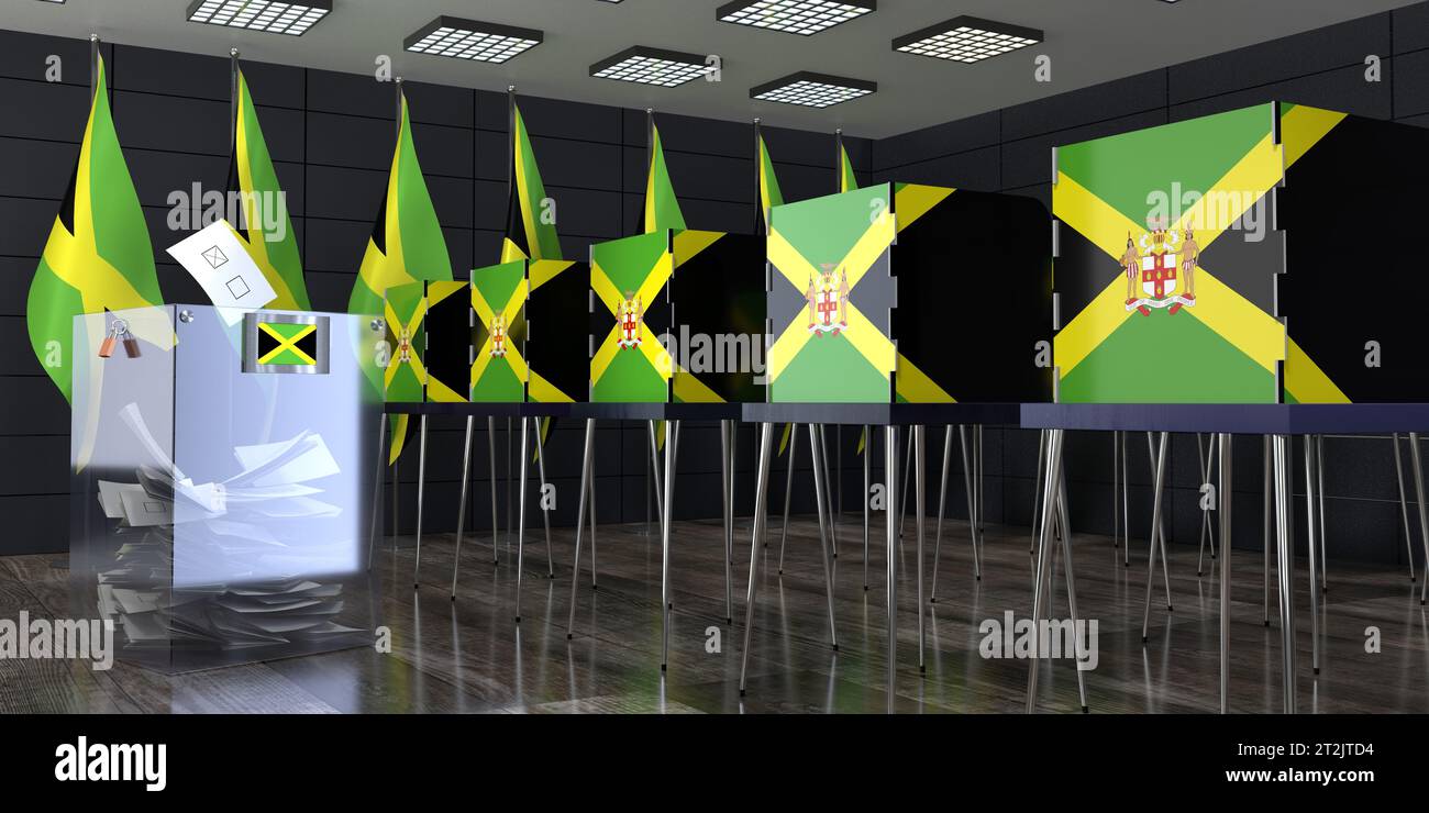 Jamaica - polling station with voting booths and ballot box - election ...