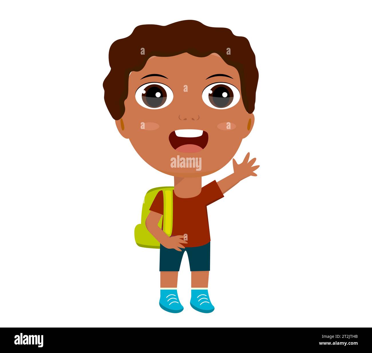 little girl boy schoolboy schoolgirl backpacker rejoices laughing ...