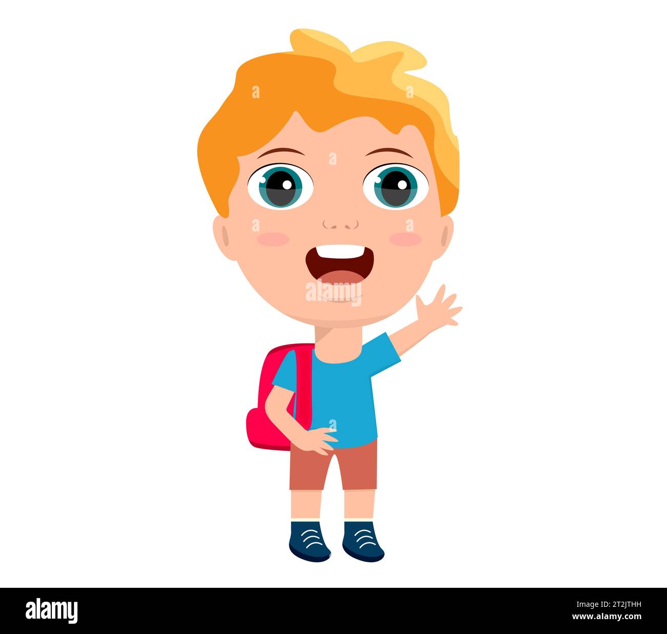 little girl boy schoolboy schoolgirl backpacker rejoices laughing ...