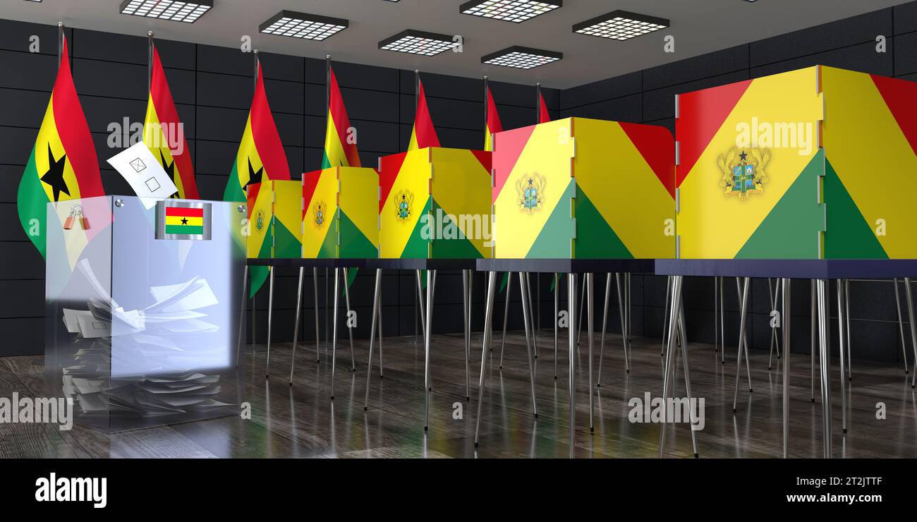 Ghana - polling station with voting booths and ballot box - election ...