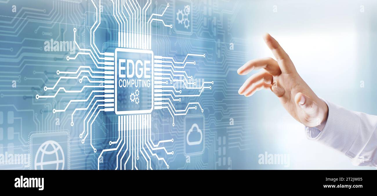 Edge computing modern IT technology on virtual screen concept Stock ...