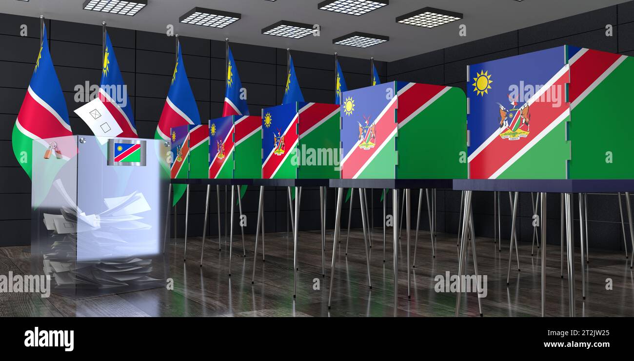 Namibia - polling station with voting booths and ballot box - election ...