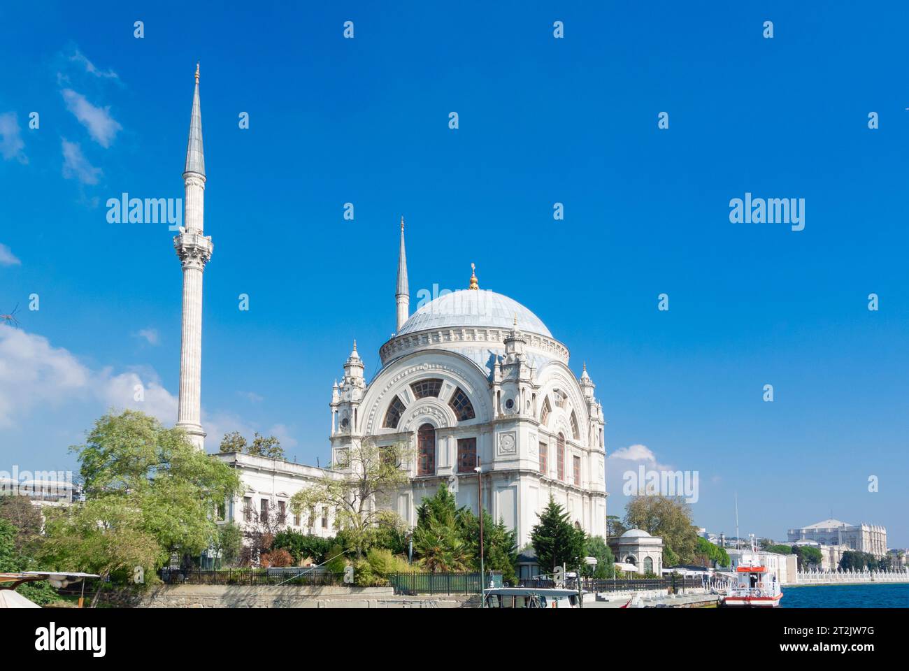 Istanbul, Turkey, Dolmabahçe Mosque a baroque waterside mosque in ...