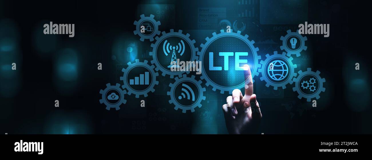LTE 4G High speed wireless internet telecommunication concept on screen ...