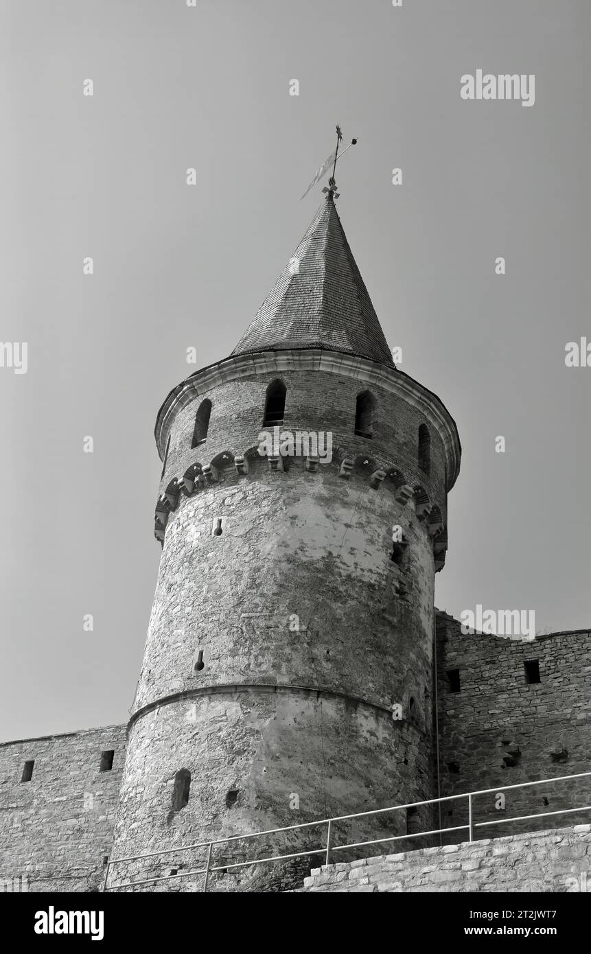 Brick wall and tower of the Kamianets-Podilskyi Fortress (XIV century ...