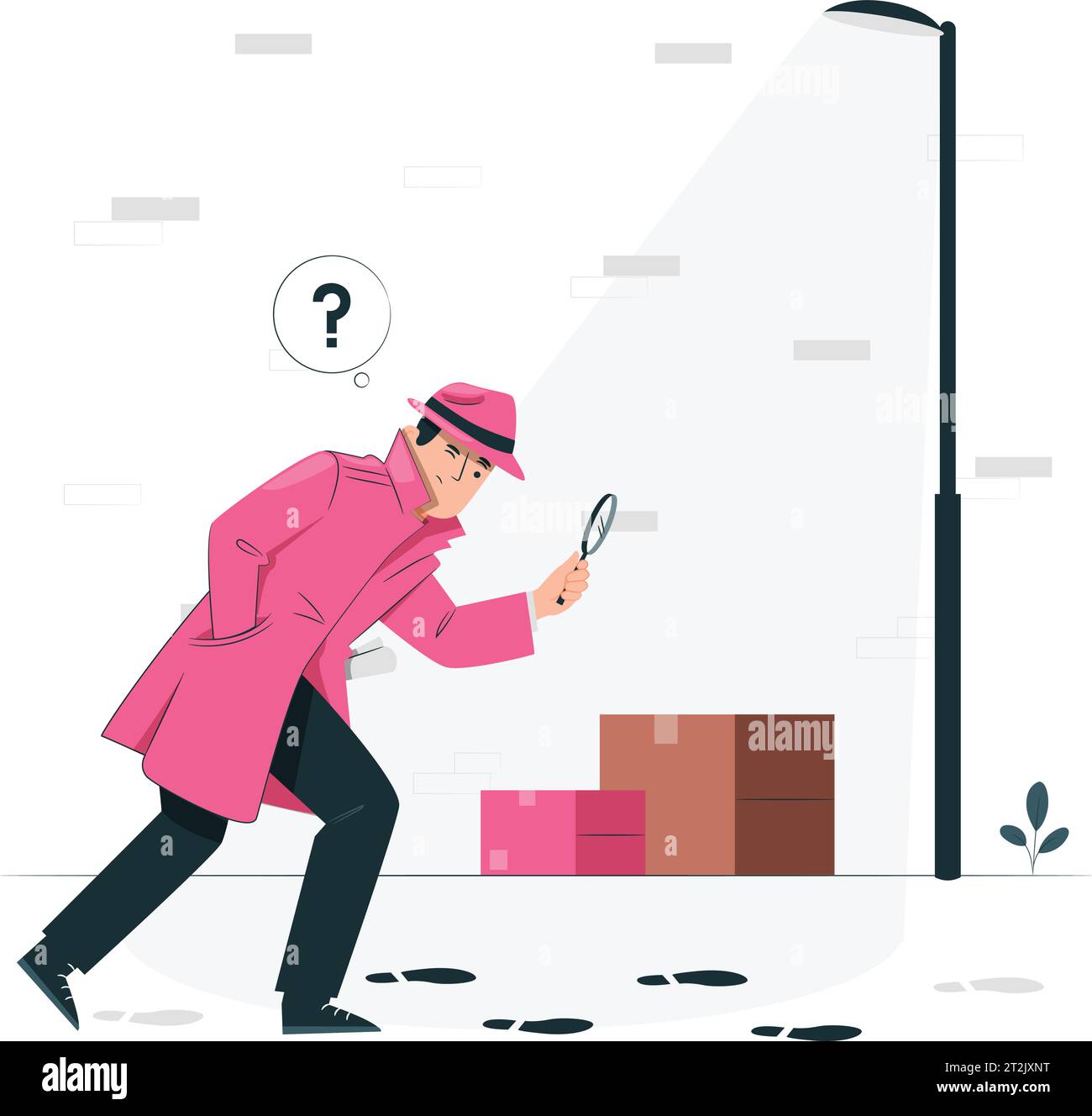 Detective following footprints concept vector illustration Stock Vector ...