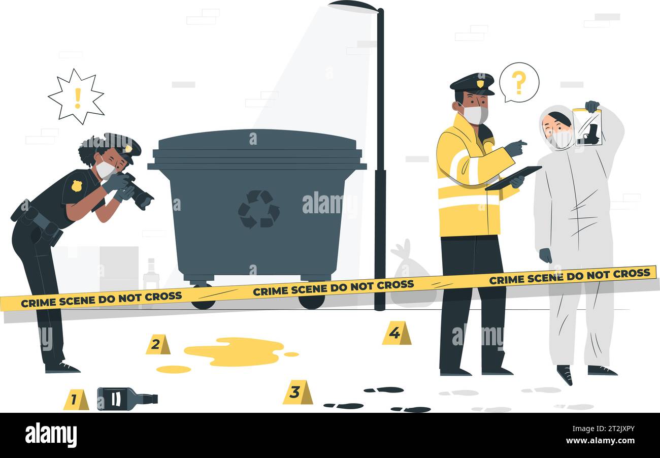 police officers at the crime scene concept vector illustration Stock ...