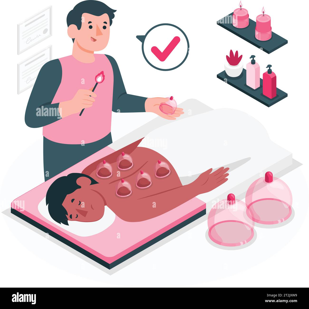 Cupping therapy illustration hi-res stock photography and images - Alamy