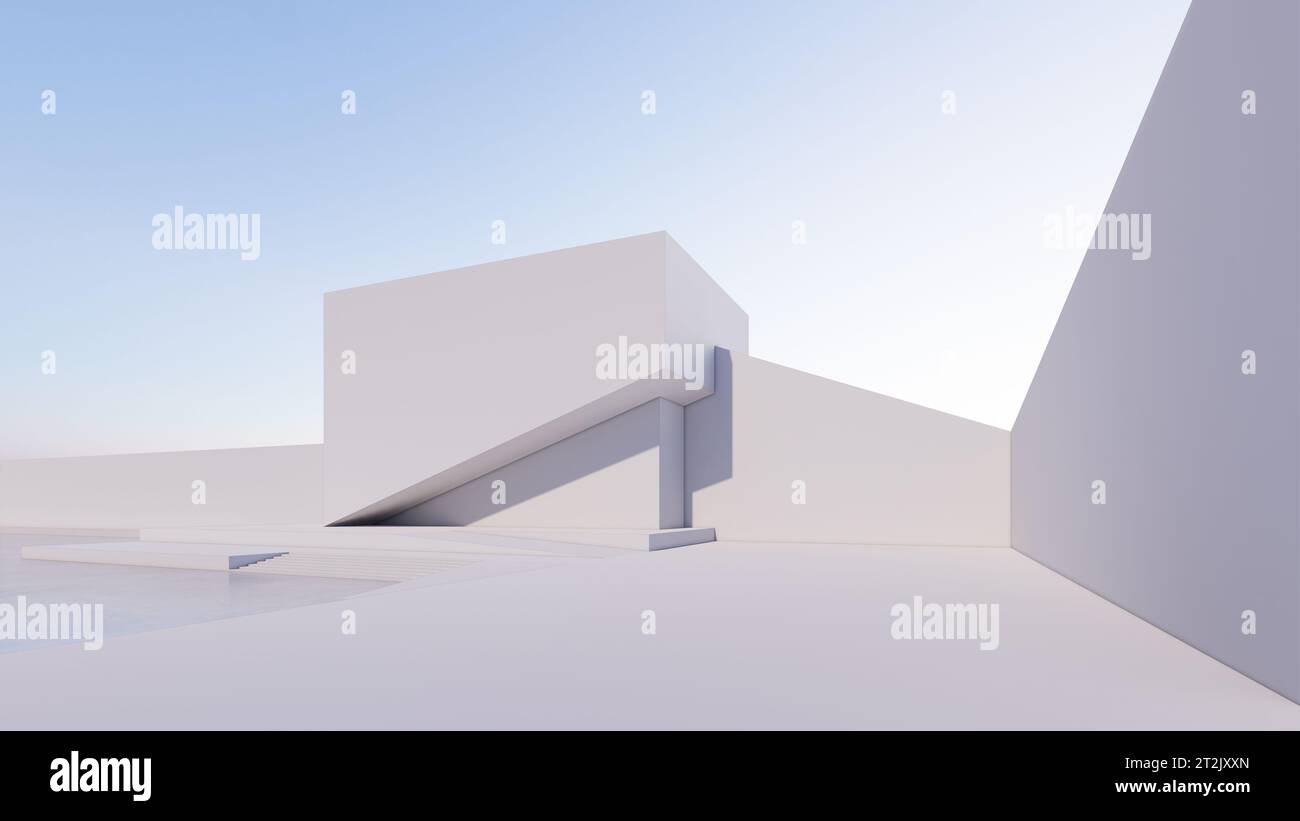 Abstract futuristic architecture design transparent cube shape, with ...