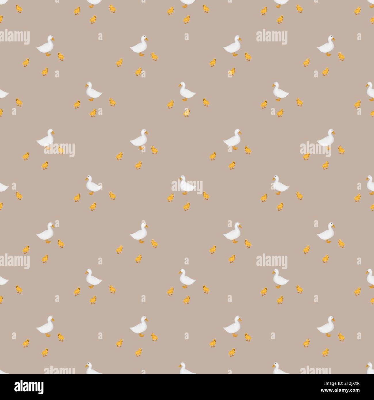 seamless pattern of ducks with ducklings on a beige background. elegant ...