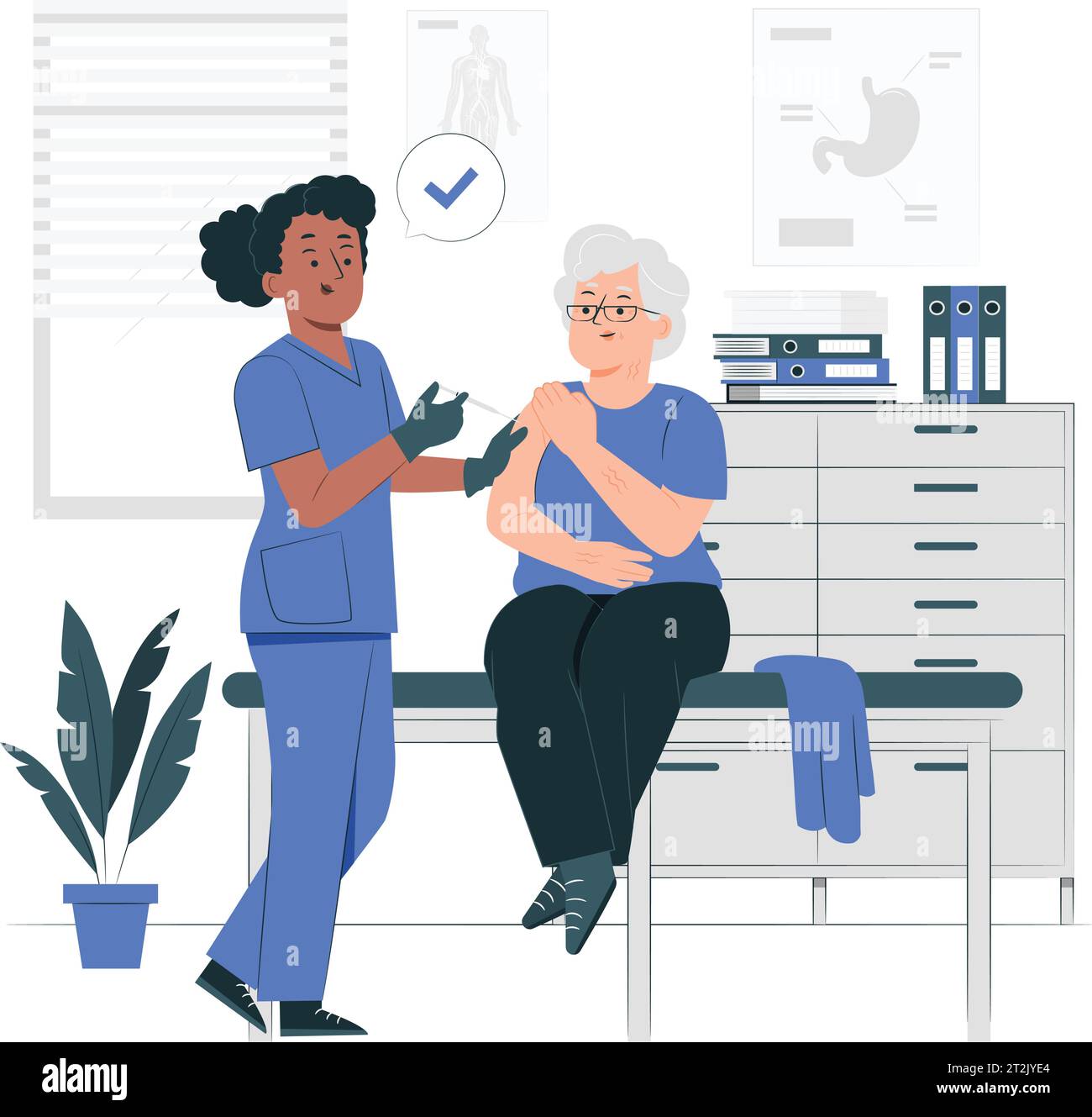 nurse putting an injection concept vector illustration Stock Vector ...