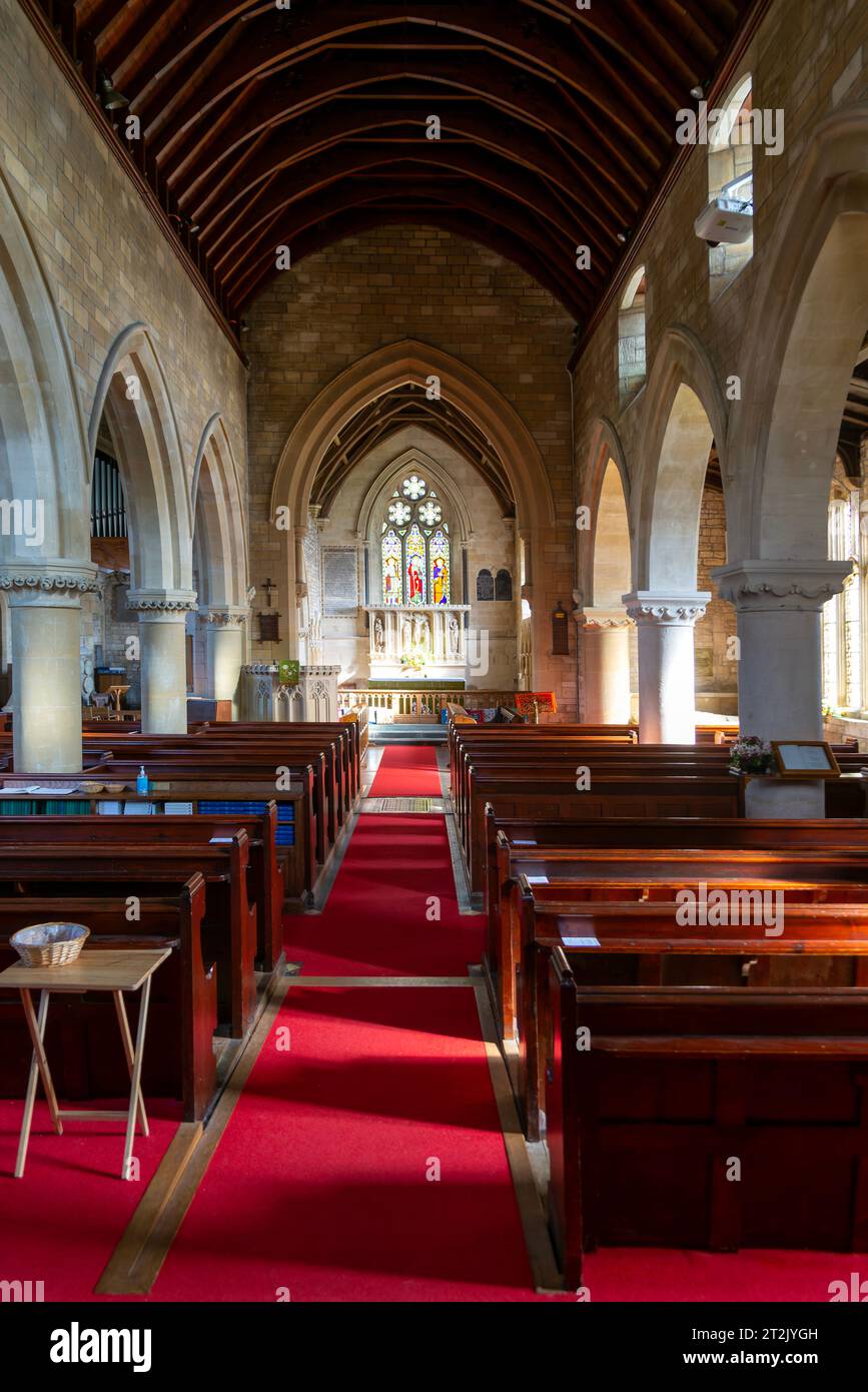 Interior of village parish church of Saint John the Baptist, Colerne ...