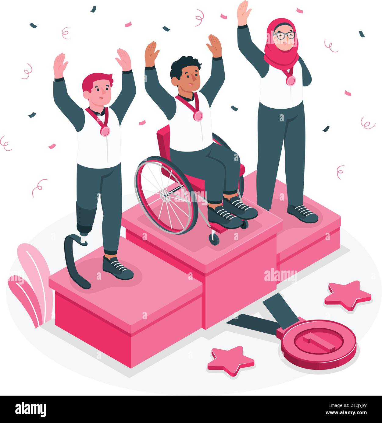 Disabled people competition vector concept, Disabled man winning the ...