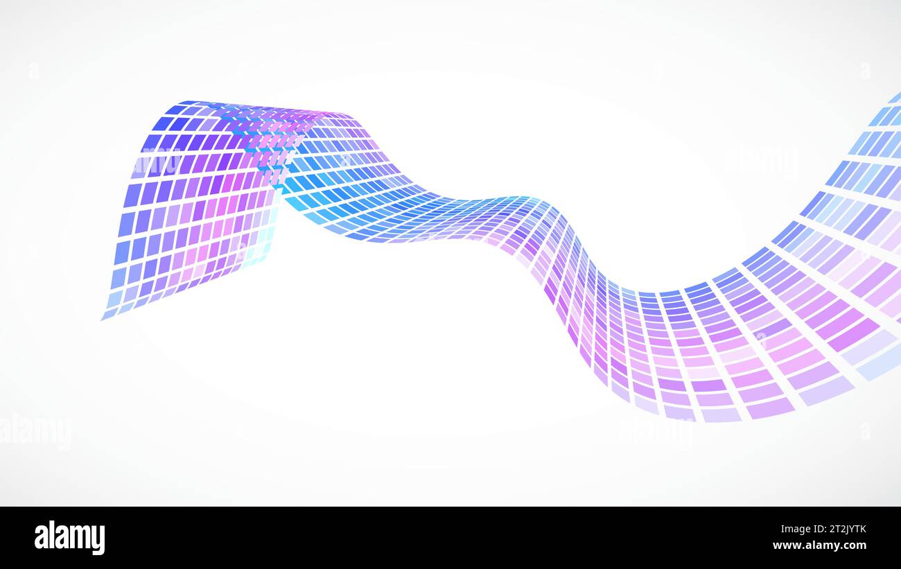 Abstract retro background. Waves are made of squares. Pixel art vector ...