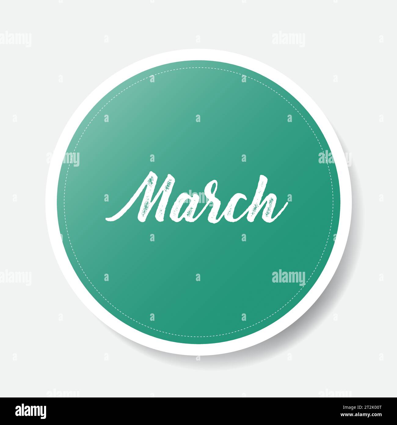 March green round sticker on white background, vector illustration ...