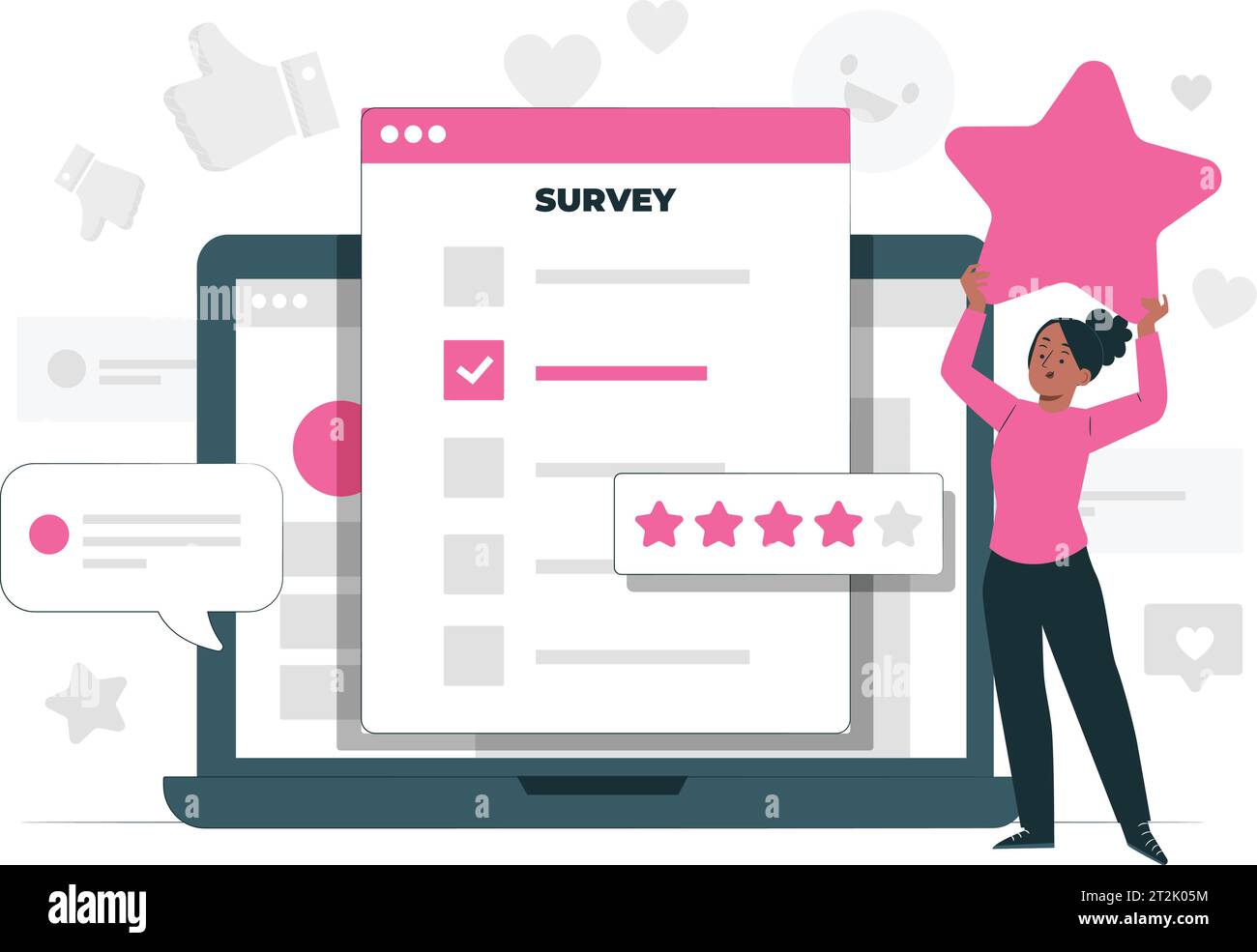 Online survey concept with characters. Can use for web banner ...