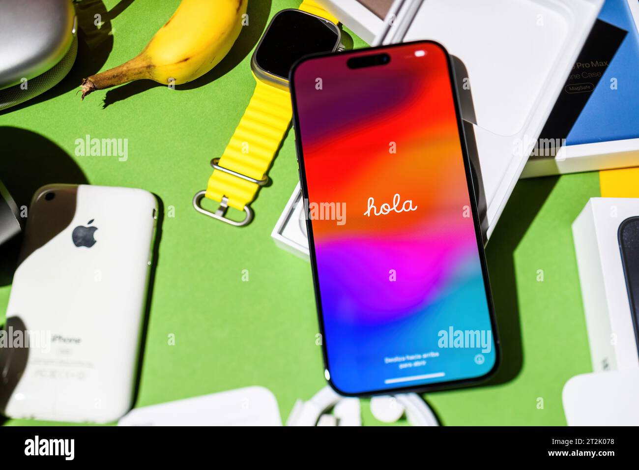 London, UK - Sep 28, 2023: Unboxing latest Apple iPhone 15 Pro Max with ...