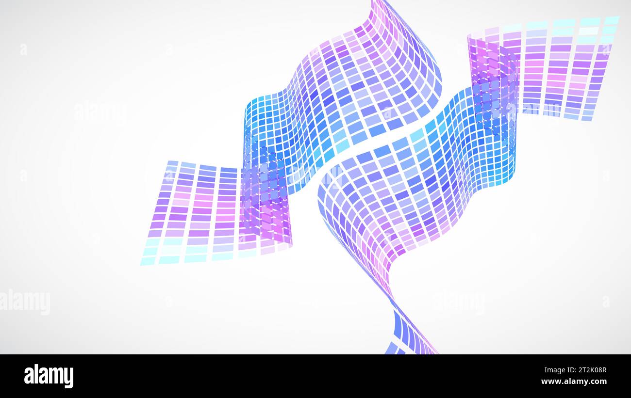 Abstract retro background. Waves are made of squares. Pixel art vector ...