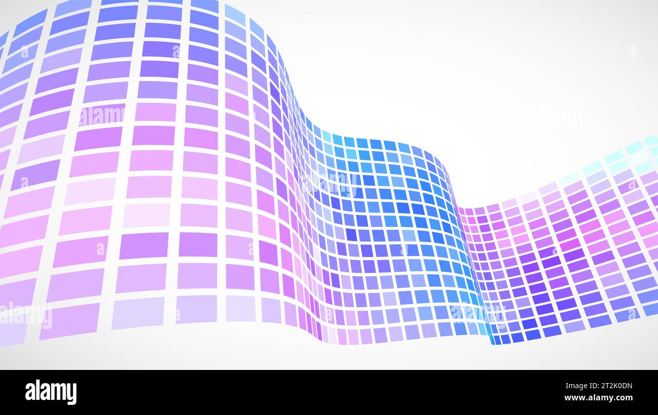 Abstract retro background. Waves are made of squares. Pixel art vector ...