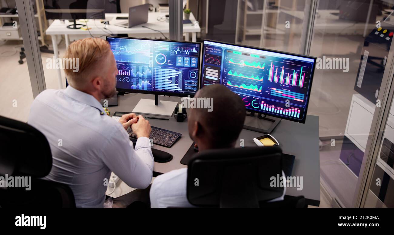 African American Data Analyst Using Data Analytics KPI Dashboard Stock ...