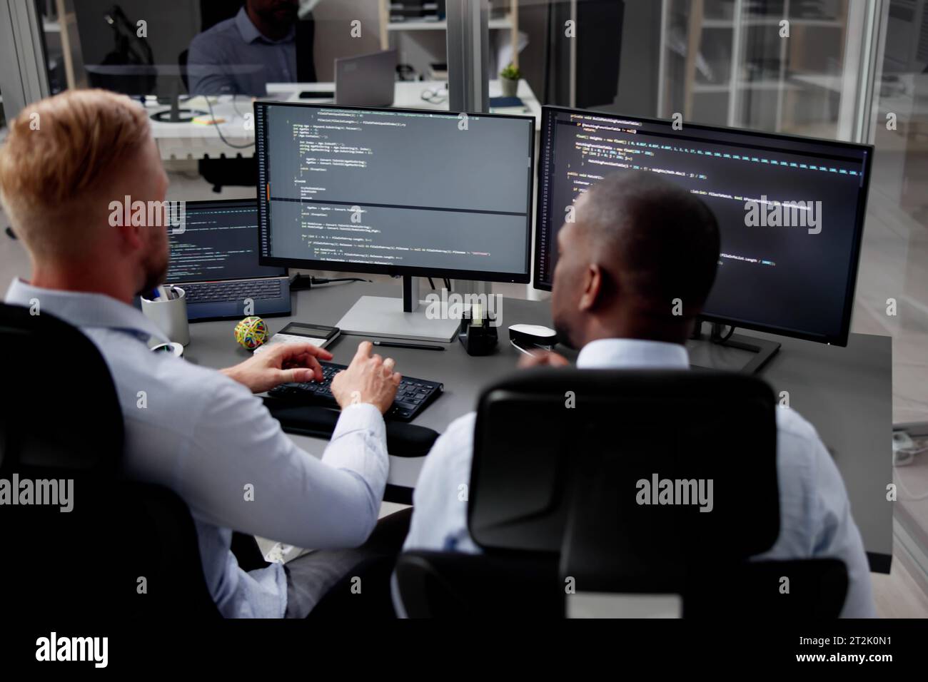 African American Programmer Man Coding On Computer Stock Photo - Alamy