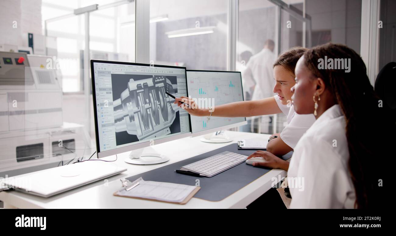 Engineer Doing 3D CAD Model Design On Computer At Factory Stock Photo - Alamy