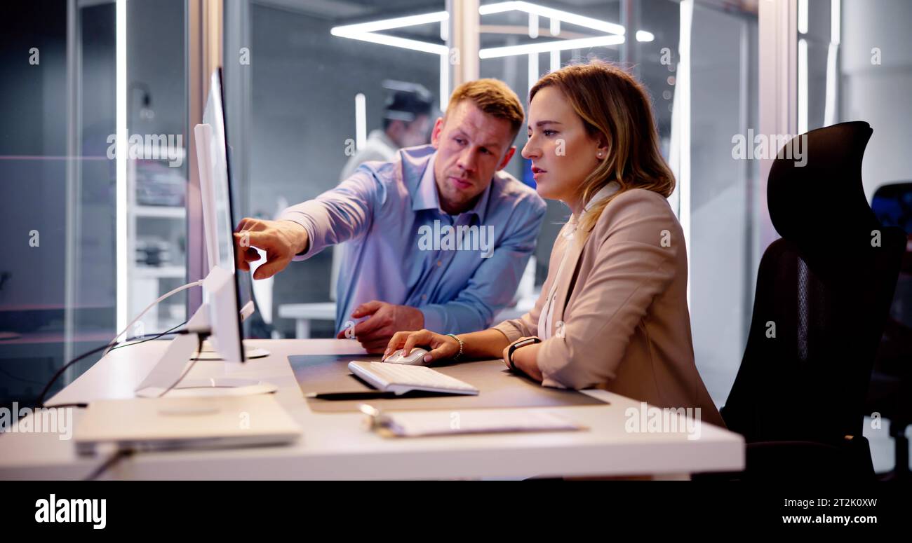 Analyst Working With Spreadsheet Business Data On Computer Stock Photo ...