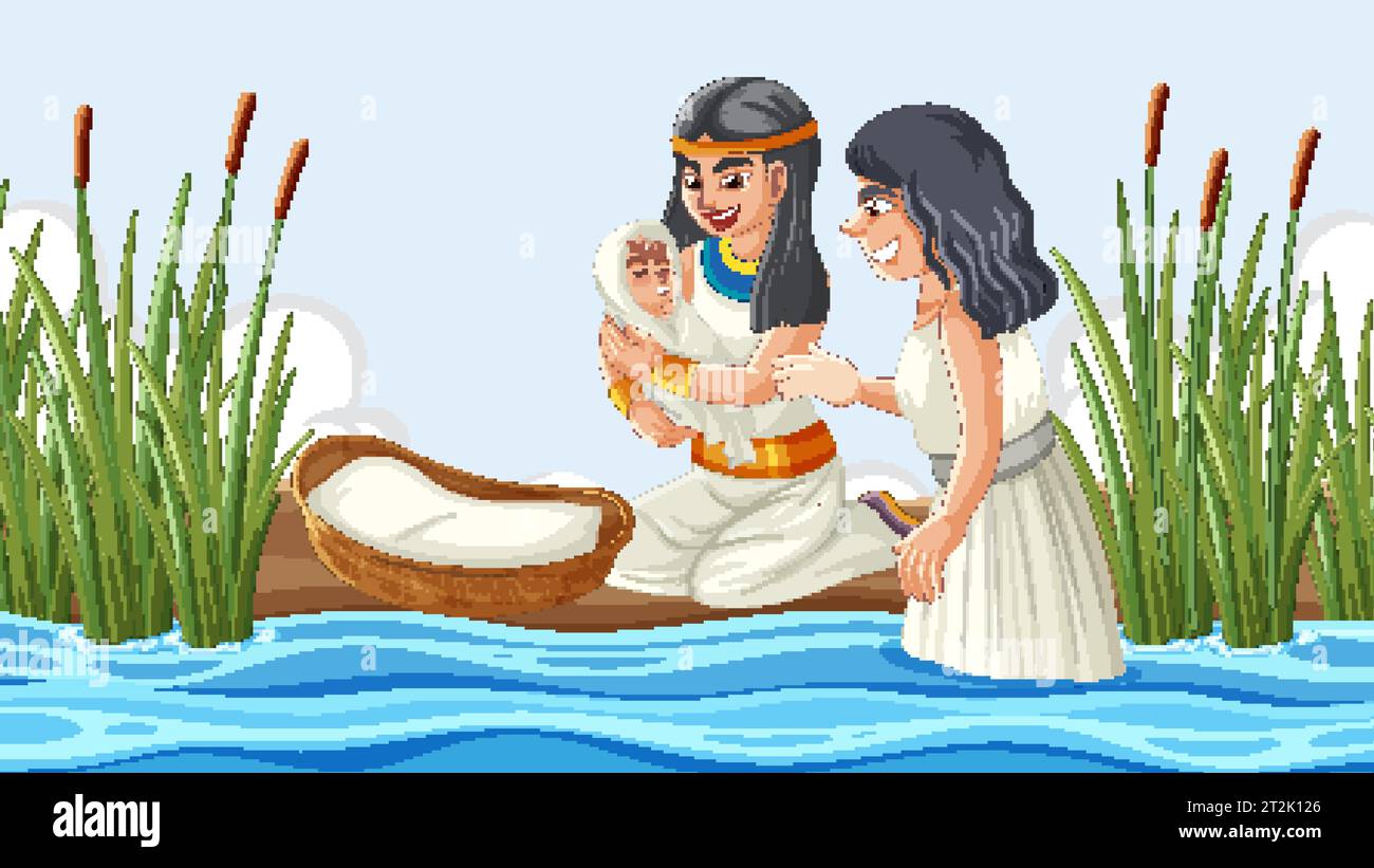 A vector cartoon illustration of the biblical story where Pharaoh's ...