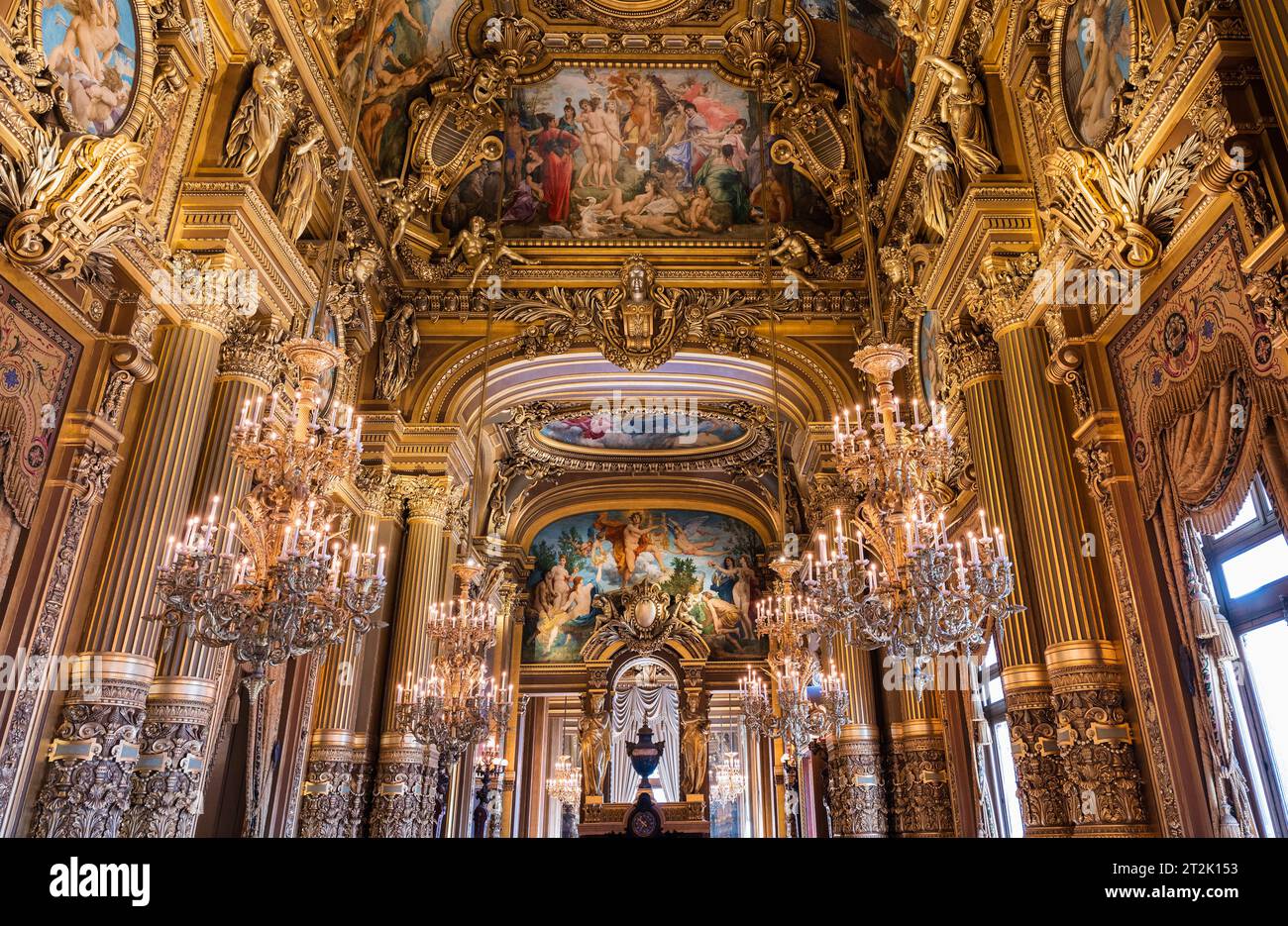 Paris, France - August 28 2022: Interior of Opera Garnier in Paris ...