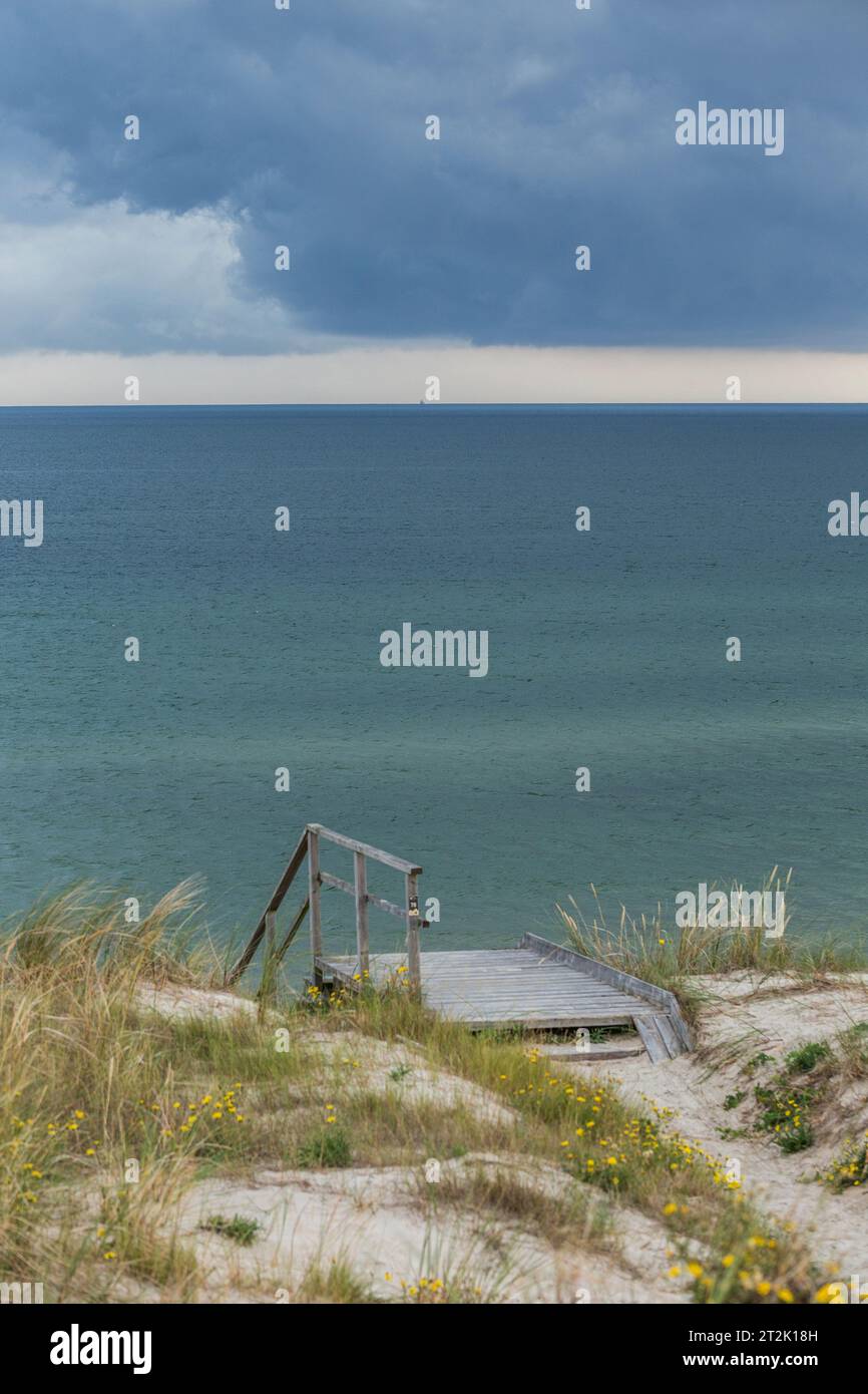 Neringa peninsula, wooden steps into the beach. Lithuania Stock Photo ...