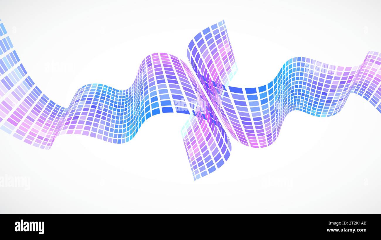 Abstract retro background. Waves are made of squares. Pixel art vector ...