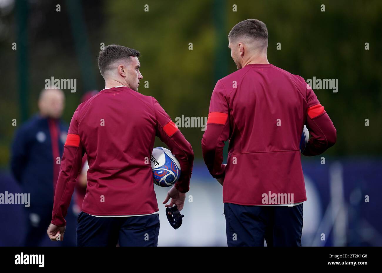 England's George Ford (left) and captain Owen Farrell during a the team ...