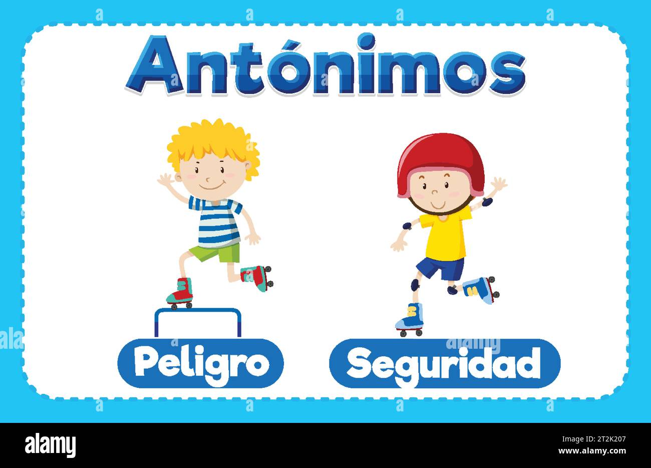 Vector cartoon illustration of antonyms in Spanish language Stock ...