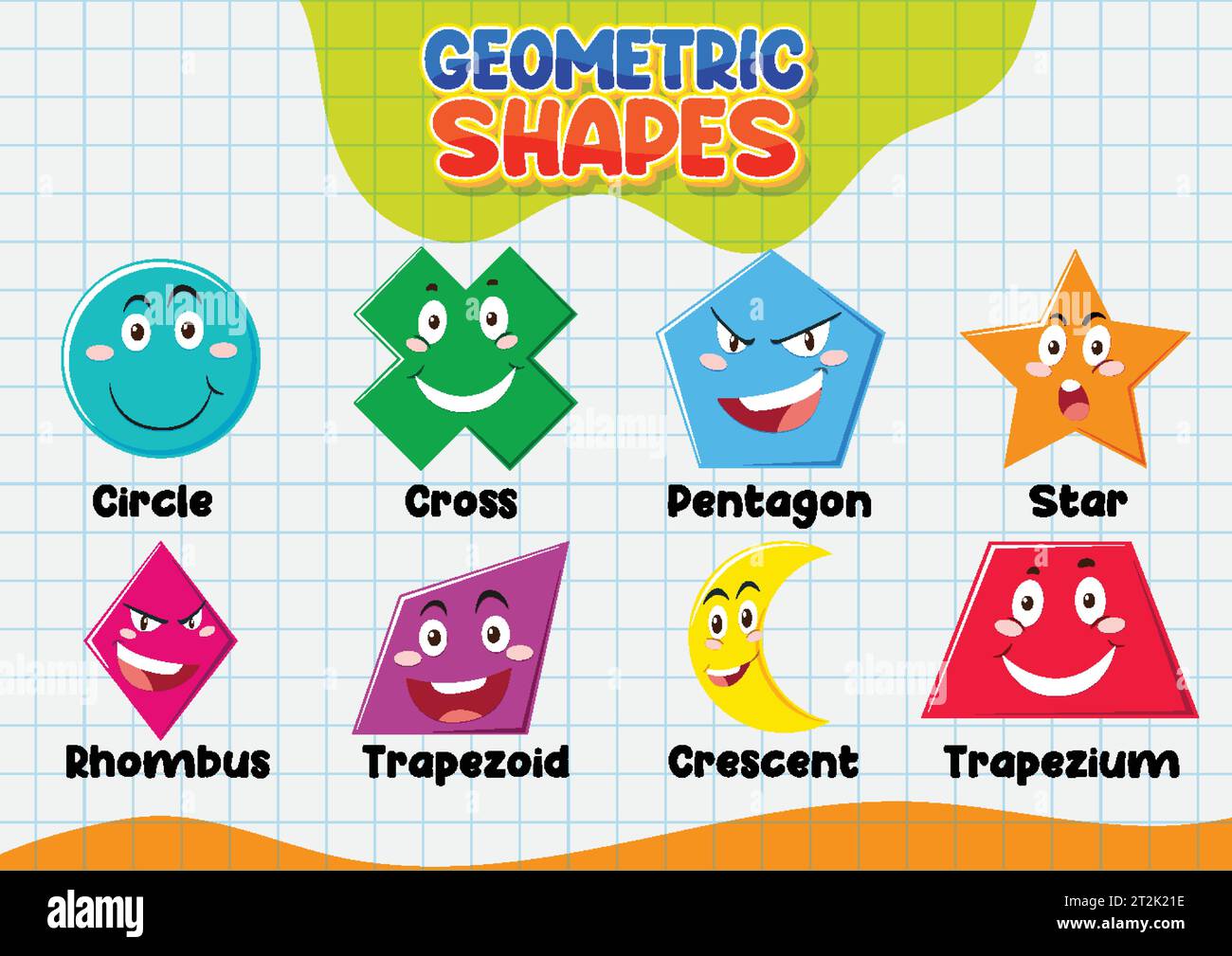 Vector cartoon illustration of children with geometric shapes and ...
