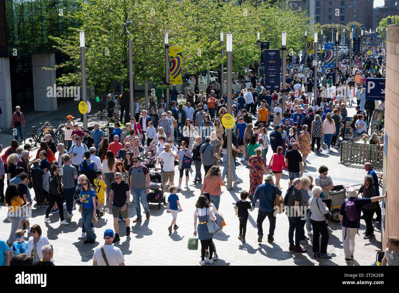 Crowd in Liverpool One during Eurovision, Liverpool, May 2023 Stock ...