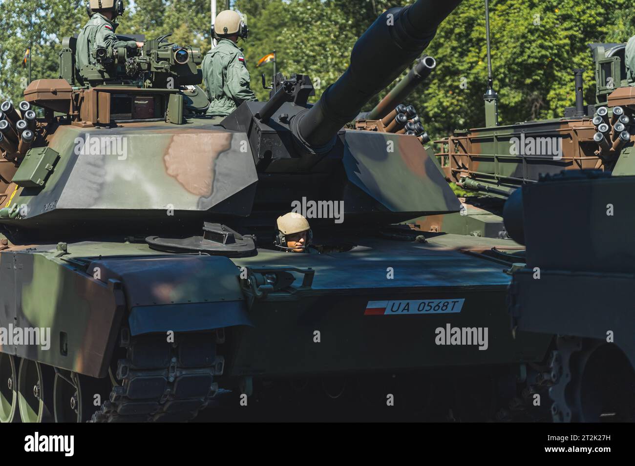 16.08.2023 Warsaw, Poland. Military formation on a tank. Open-air ...