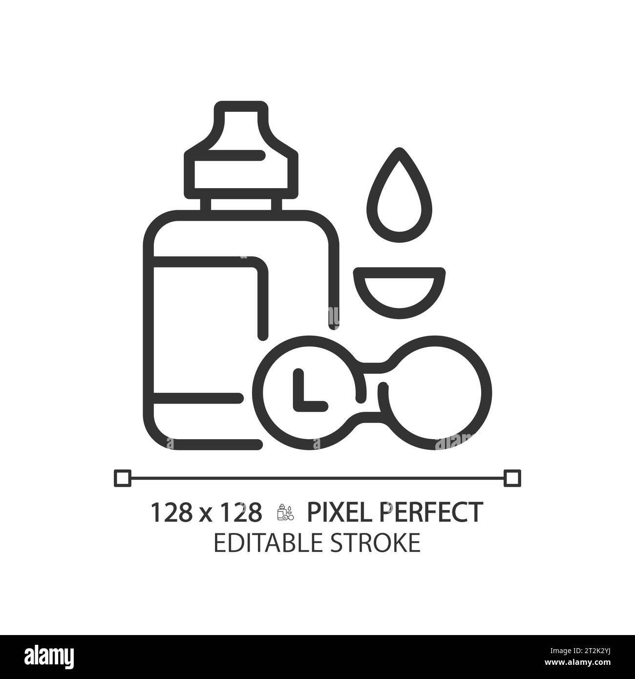 2D customizable thin linear black contact lens solution icon Stock ...