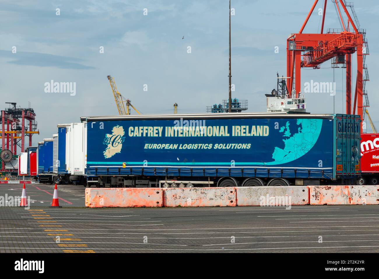 Freight containers, including Caffrey International Ireland, parked at ...