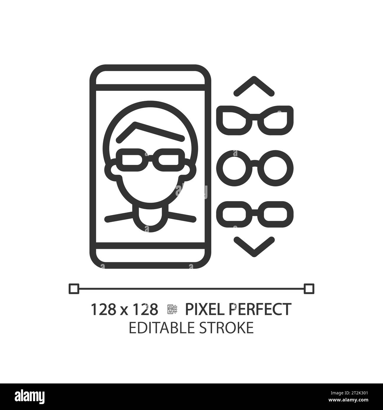 2D customizable simple thin linear black eyeglasses app icon Stock ...