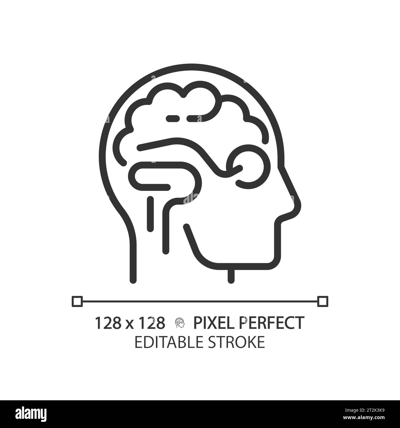 2D customizable simple thin linear black brain and eye icon Stock ...
