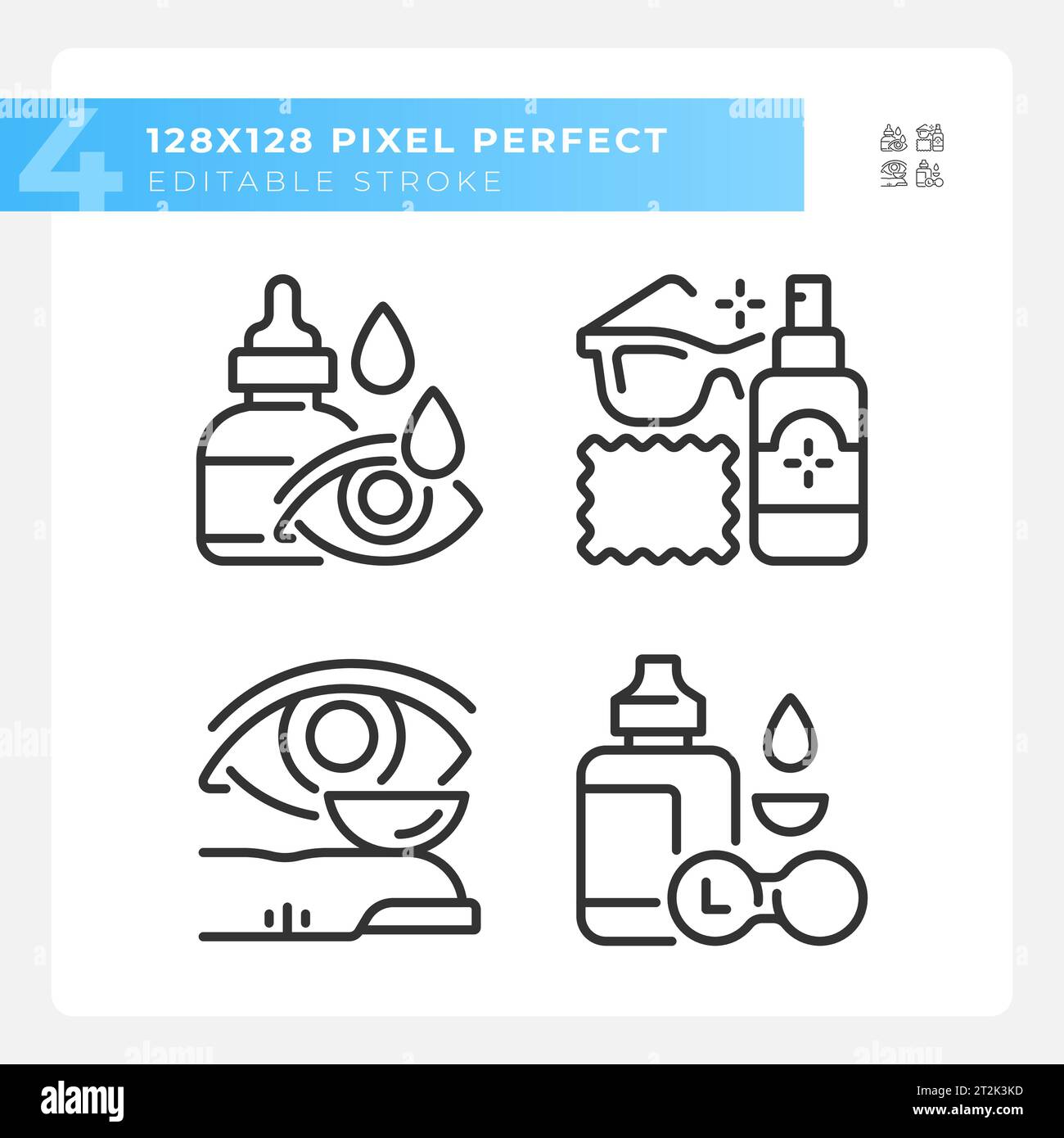 Set of customizable pixel perfect black eye care icons Stock Vector ...
