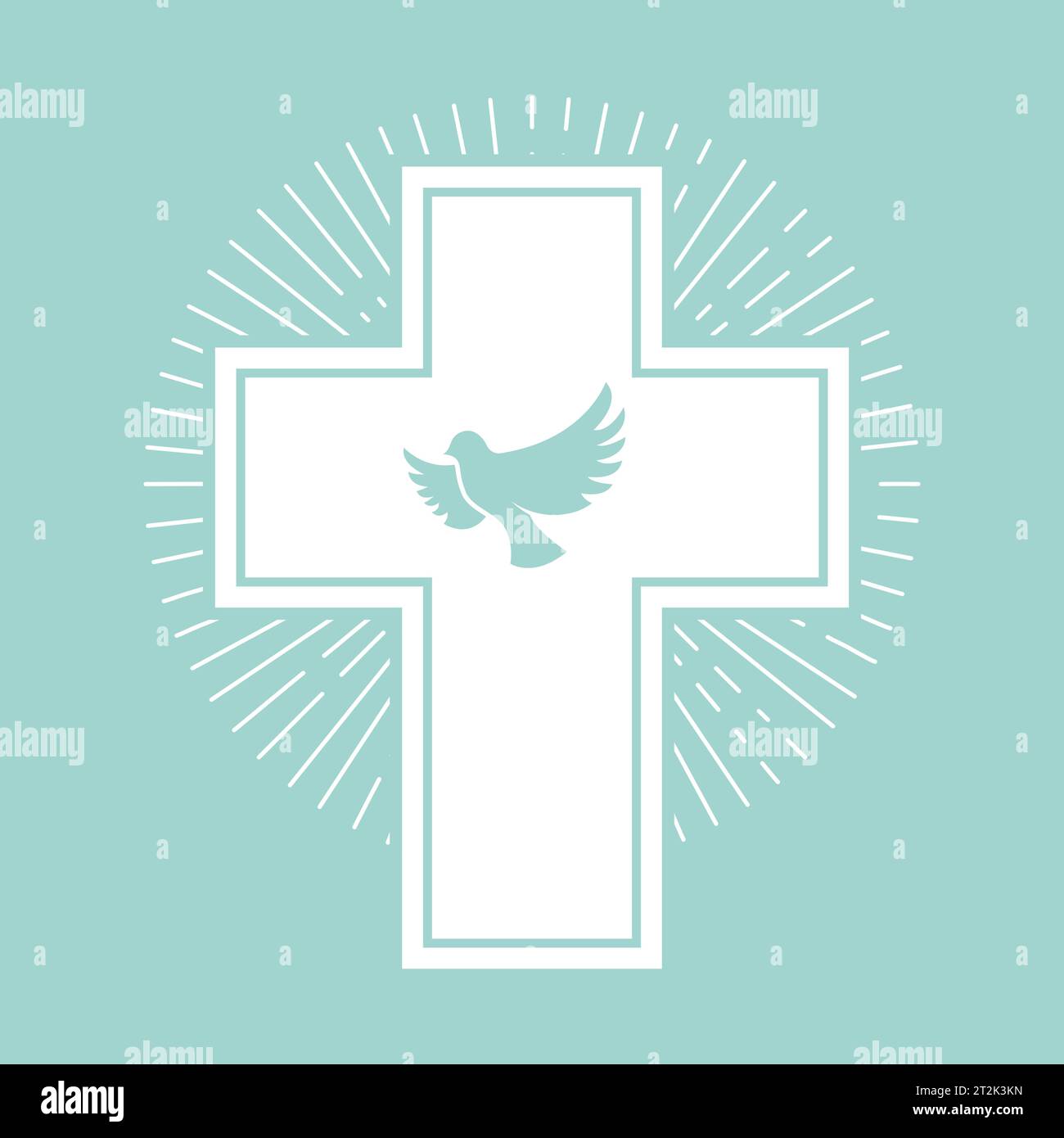 dove and a cross on a light olive background. Religion. Vector ...