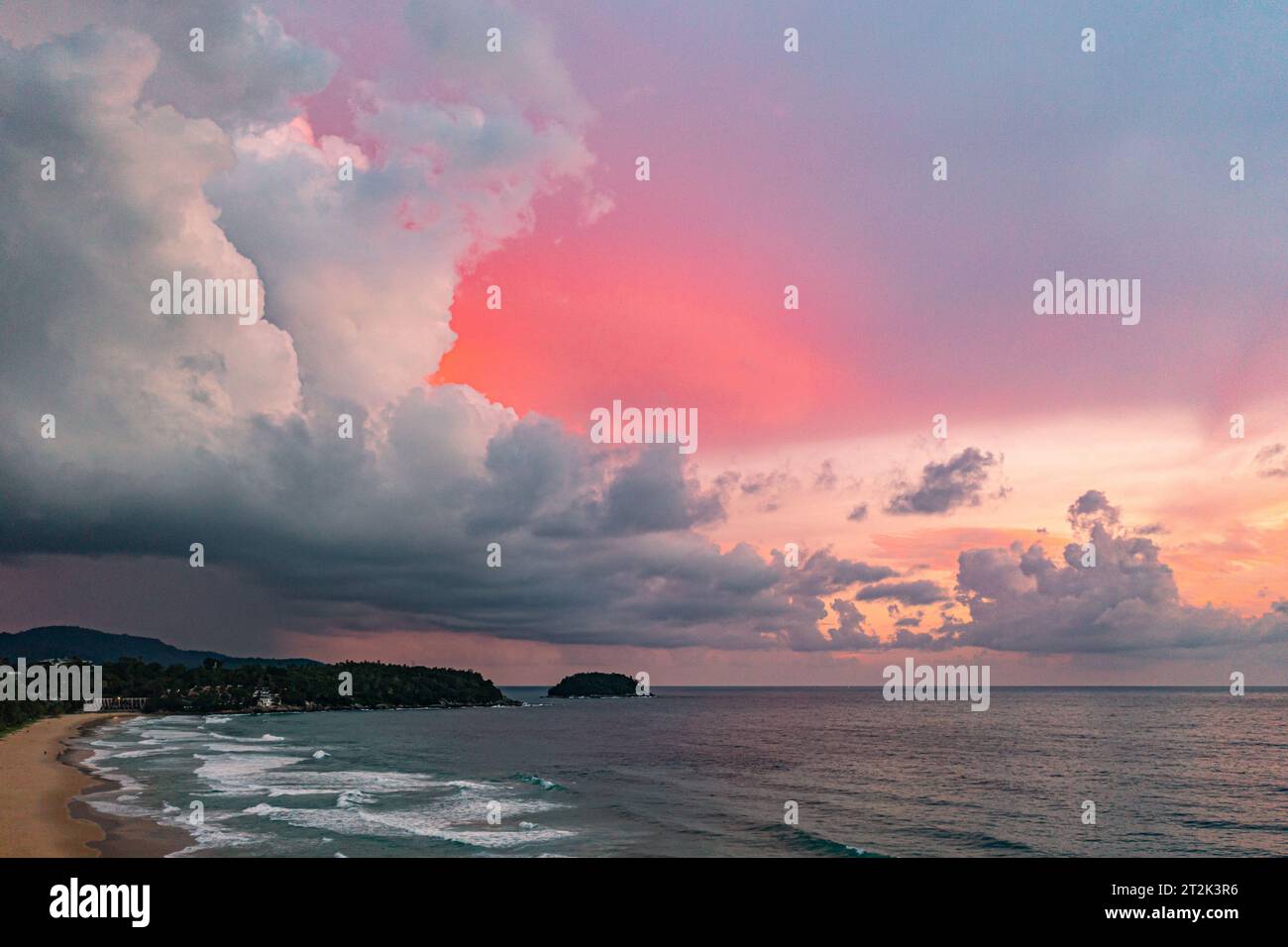 exotic red sky in sunset at Karon beach Phuket. Scene of colorful ...