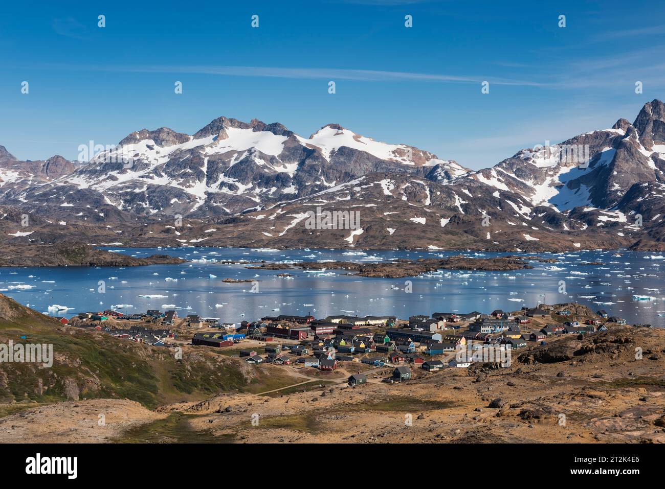 The colorful and remote village of Tasiilaq, east Greenland Stock Photo ...