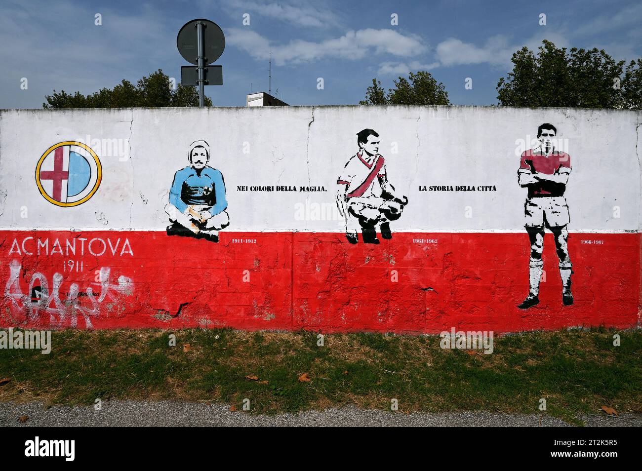 Graffiti wall at the stadium of AC Mantova, Mantua, Lombardy, Italy ...