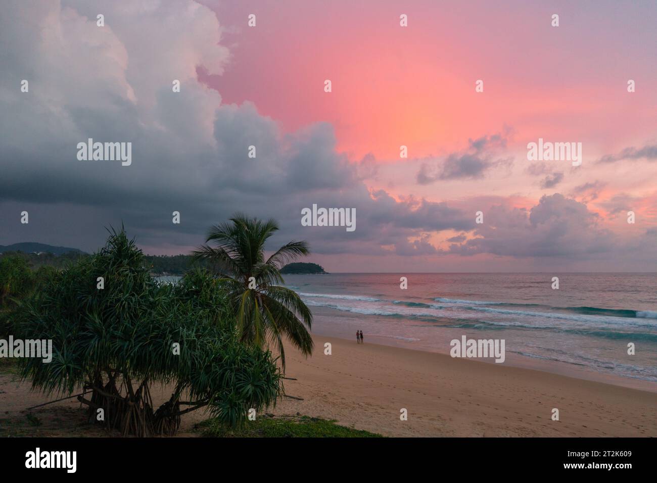 exotic red sky in sunset at Karon beach Phuket. Scene of colorful ...