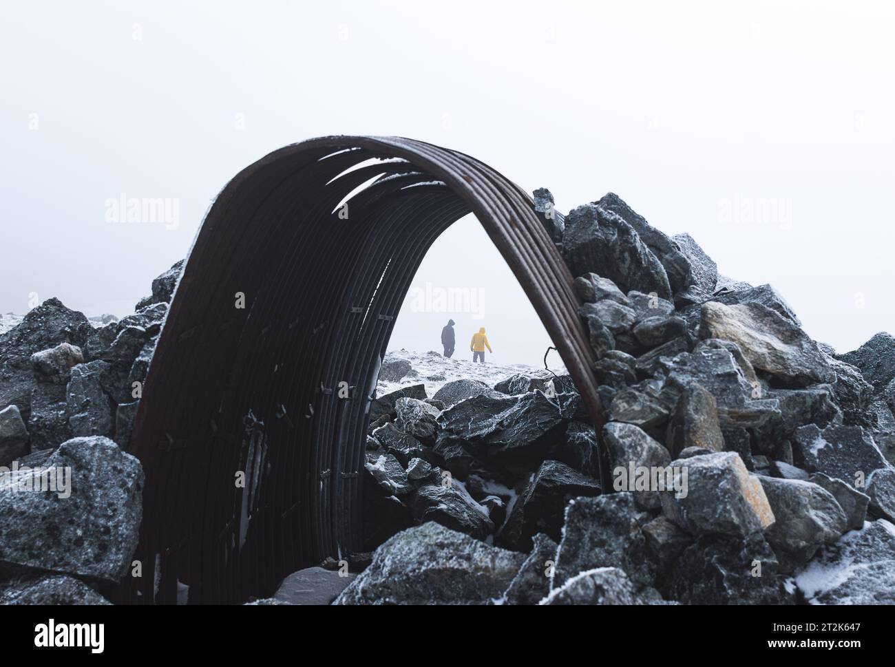 construction of a metal tunnel on the top of Saana Mountain Stock Photo ...